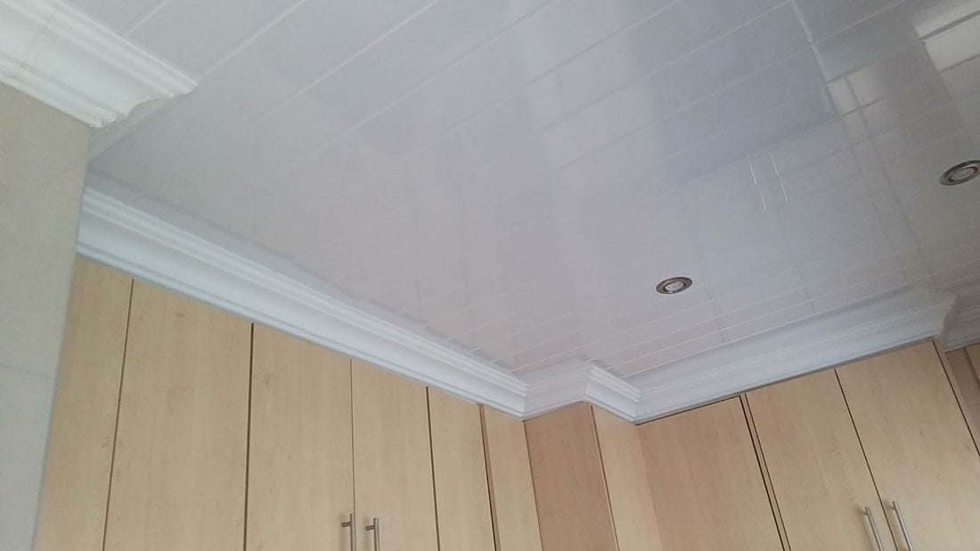 Glossy White Grooved (25C01) PVC Ceiling Board - Per Board