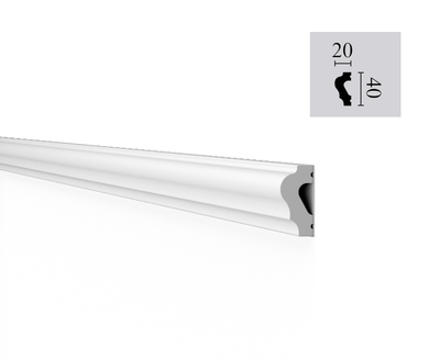 WL2 Dado Rail (40mm x 20mm x 2m) Per 2m length