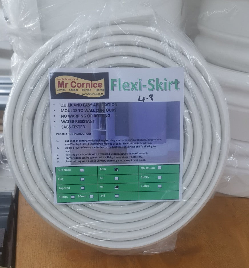 FlexiSkirt 95mm EQ400 Arch Style Flexible Skirting - 4.8m rolls – Mr ...