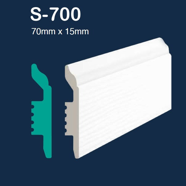 S-700 Skirting (70mm x 15mm x 2.7m) Per 2.7m length – Mr Cornice